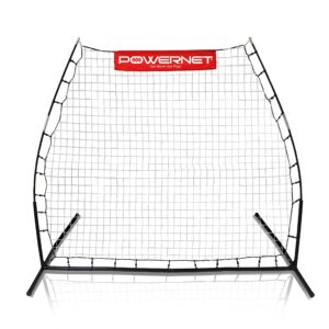 powernet carli lloyd rebounder training net for soccer, lacrosse, baseball, softball | angled multi-sport rebound pitchback net | portable dual practice surface