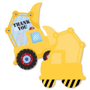 big dot of happiness construction truck - shaped cards - baby shower or birthday party thank you note with envelopes - set of 12