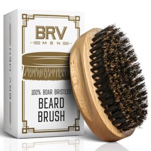 25+ years, brv men natural firm boar bristles beard brush. the ideal gift for men (beechwood)