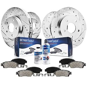 detroit axle - brake kit for 2011-2014 ford edge, 2011-2015 lincoln mkx drilled & slotted brake rotors ceramic brakes pads replacement : 12.60'' inch front and 12.9'' inch rear rotor