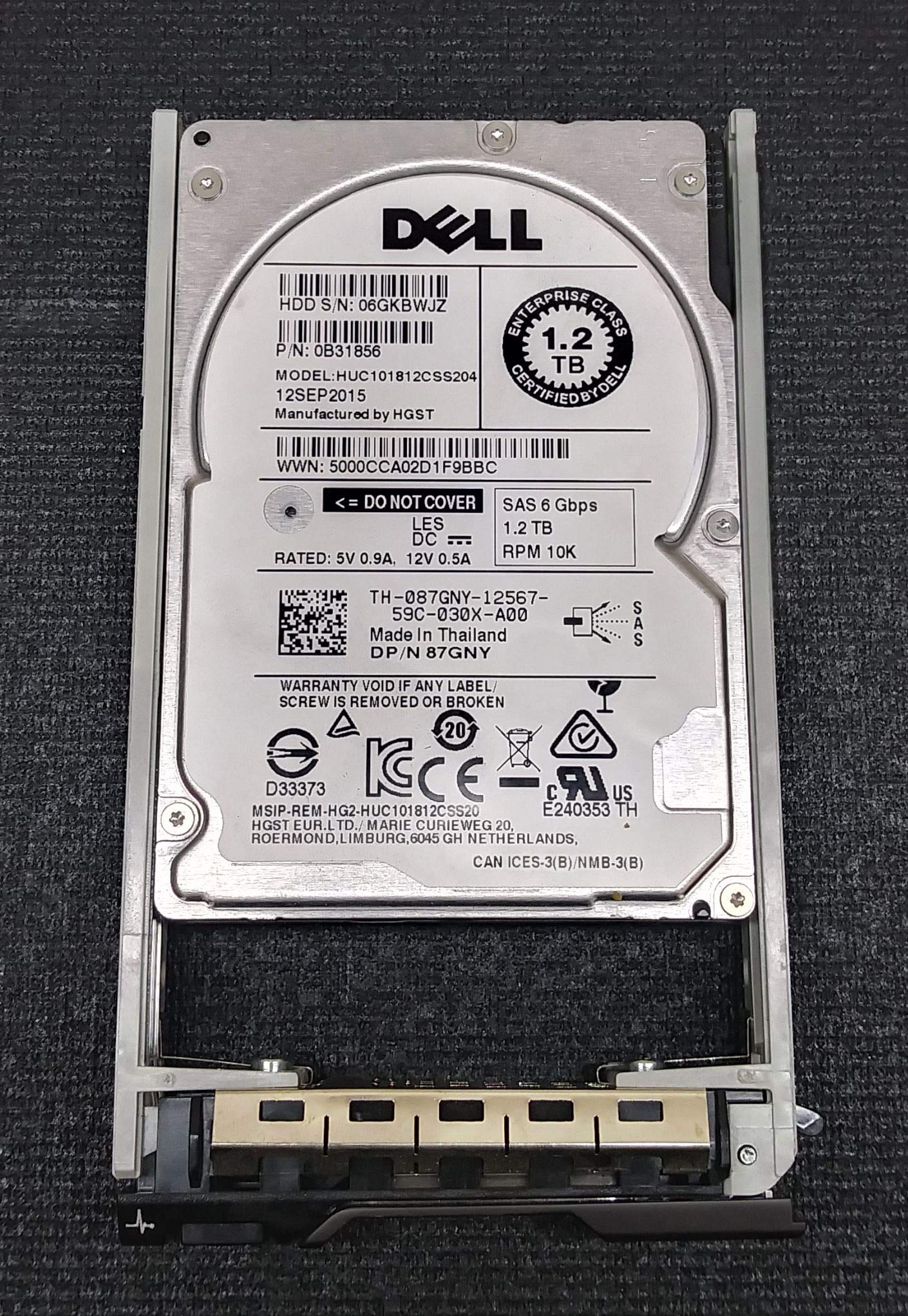 Dell 87GNY Enterprise Class 1.2TB 10K 6Gbps SAS 2.5'' Hard Drive