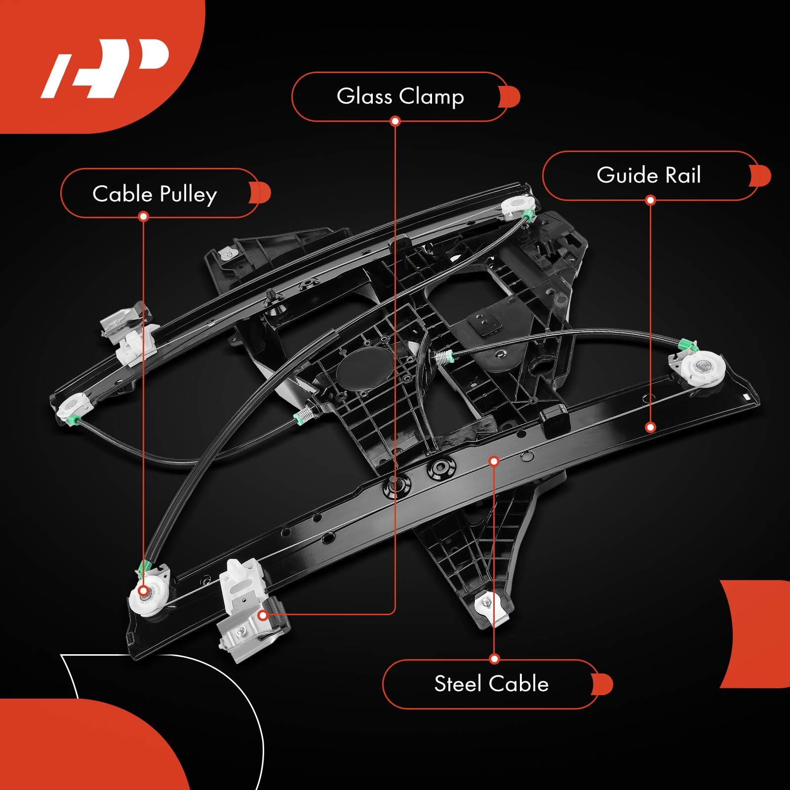 A-Premium Power Window Regulator with Panel Without Motor Replacement for Ford Expedition Lincoln Navigator 2007-2017 Front Left Driver Side