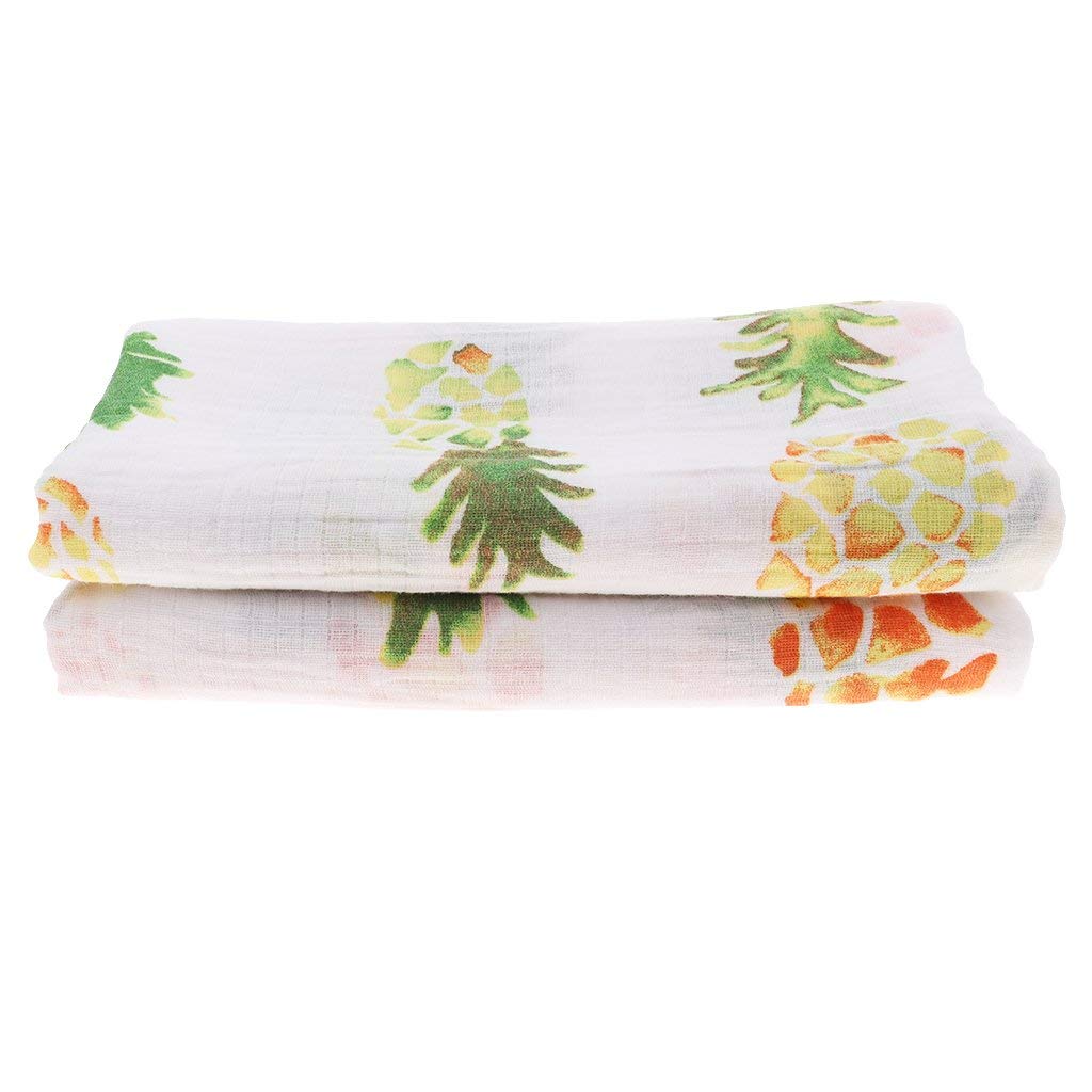 Muslin Swaddle Square Blankets Baby Receiving Blanket Wrap Swaddle Towel for Girl Shower Gift - Big Pineapple