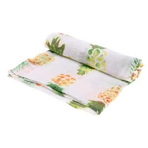 Muslin Swaddle Square Blankets Baby Receiving Blanket Wrap Swaddle Towel for Girl Shower Gift - Big Pineapple