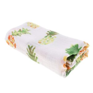 Muslin Swaddle Square Blankets Baby Receiving Blanket Wrap Swaddle Towel for Girl Shower Gift - Big Pineapple