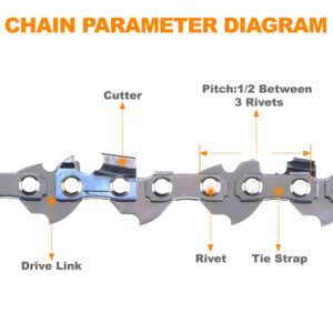 SUNGATOR 3-Pack 8 Inch Chainsaw Chain SG-S33, 3/8" LP Pitch - .050" Gauge - 33 Drive Links Compatible with Chicago, Earthwise, Greenworks and More