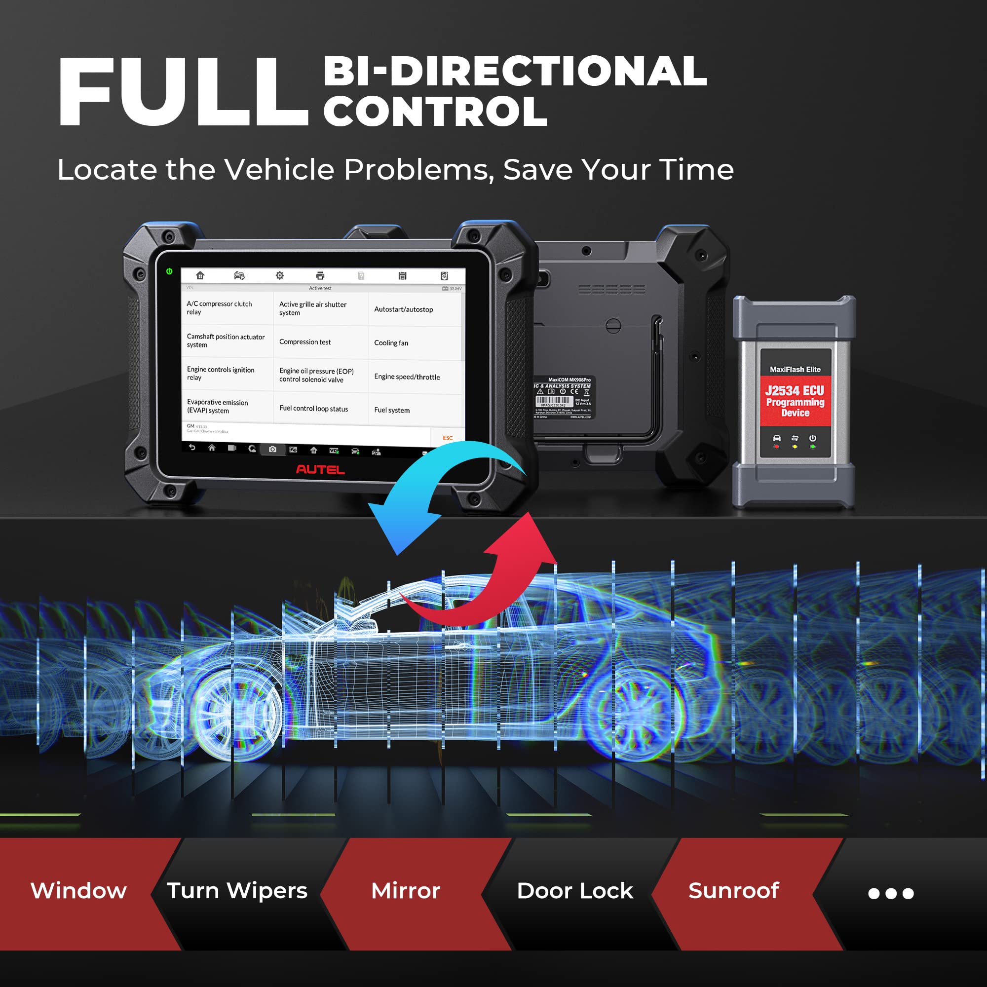 Autel Scanner MK908P, 2024 Newest Vehicle Diagnostic Scan Tool J2534 Online Programming and Coding, Same as Maxisys Elite MS908P, 36+ Special Function Code Reader, Active Test Bi-Directional Scanner