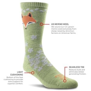 Farm to Feet Women's Emeryville Lightweight Crew Socks, Mosstone, Medium