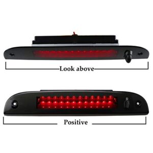 Third 3rd Brake CHMSL Center High Mount Stop/Brake Light Lamp Replacement for 2002-2010 Ford Explorer/Mercury Mariner (Black Housing Smoke LEDs)