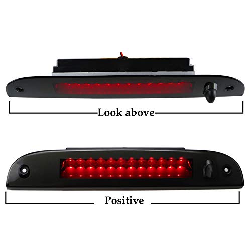 Third 3rd Brake CHMSL Center High Mount Stop/Brake Light Lamp Replacement for 2002-2010 Ford Explorer/Mercury Mariner (Black Housing Smoke LEDs)