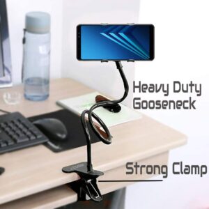 Agoz Cell Phone Holder Gooseneck Mount, Lazy Clamp Clip Flexible Phone Stand for Office Desk Bed iPhone 15 Pro MAX, iPhone 14, 13, 12, 11 XS XR, Samsung Galaxy S24 S23 S22 S21 Ultra Note 20 10 A54 A14