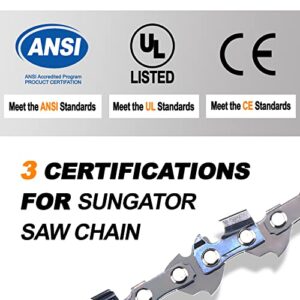 SUNGATOR 3-Pack 16 Inch Chainsaw Chain SG-S56, 3/8" LP Pitch - .050" Gauge - 56 Drive Links, Compatible with Echo, Homelite, Poulan, Remington, Greenworks