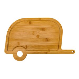 camco life is better at the campsite retro rv shaped bamboo wood cutting board for food prep-doesn't dull knives, resists moisture (53089)