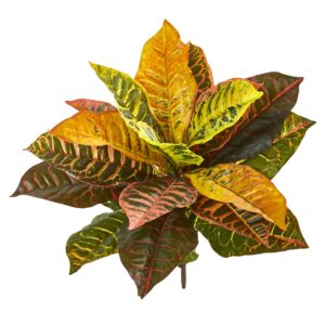 nearly natural 21” garden croton artificial (real touch) (set of 4) silk plants, mixed