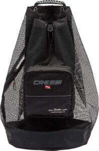 cressi heavy duty mesh backpack 90 liters capacity for scuba diving, water sport gear | roatan: designed in italy, black, one size (ub936000)