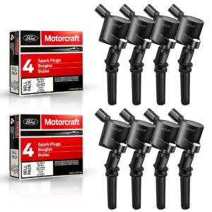 mas ignition coil dg508 & motorcraft spark plug sp479 compatible with ford lincoln mercury 4.6l 5.4l v8 crown victoria expedition f-150 f-250 mustang dg457 dg472 dg491