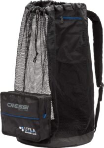 cressi heavy duty mesh backpack 85 liters capacity for snorkeling, water sport gear | utila: designed in italy, black, one size (ub937000)