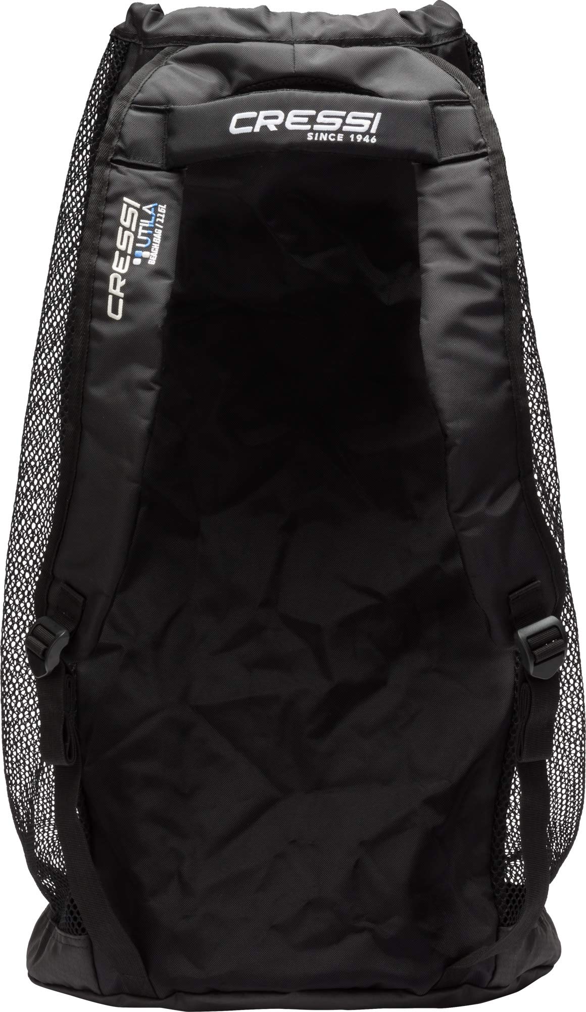 Cressi Heavy Duty Mesh Backpack 85 liters Capacity for Snorkeling, Water Sport Gear | Utila: designed in Italy, Black, One Size (UB937000)