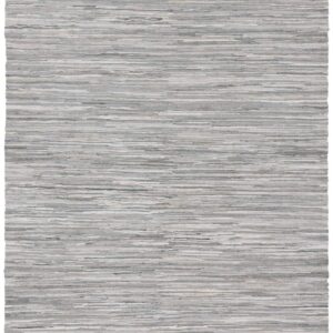 Unique Loom Chindi Cotton Collection Soft Hand Woven Natural Fiber Striped Area Rug, 9 ft x 12 ft, Gray/Ivory