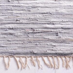 Unique Loom Chindi Cotton Collection Soft Hand Woven Natural Fiber Striped Area Rug, 9 ft x 12 ft, Gray/Ivory