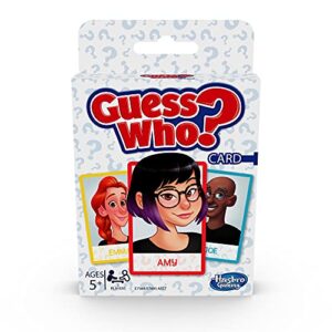 hasbro gaming guess who? card game for kids ages 5 and up, 2 player guessing game, brown/a