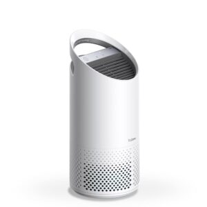 trusens air purifier with uv-c light + hepa filtration | small | portable handle | simple touch | speed control | white