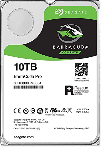 SEAGATE Barracuda Pro SATA HDD 10TB 7200RPM 6Gb/s 256MB Cache 3.5-Inch Internal Hard Drive for PC Desktop Computers System All in One Home Servers DAS (ST10000DM0004) (Renewed)