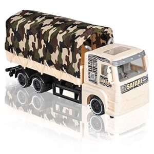 artcreativity push and go transportation safari truck - unique animal figurines storage - durable plastic truck with fabric cover - best birthday for boys and girls, carnival prize