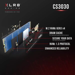 PNY XLR8 CS3030 1TB M.2 PCIe NVMe Gen3 x4 Internal Solid State Drive (SSD), Read Up to 3,500 - M280CS3030-1TB-RB