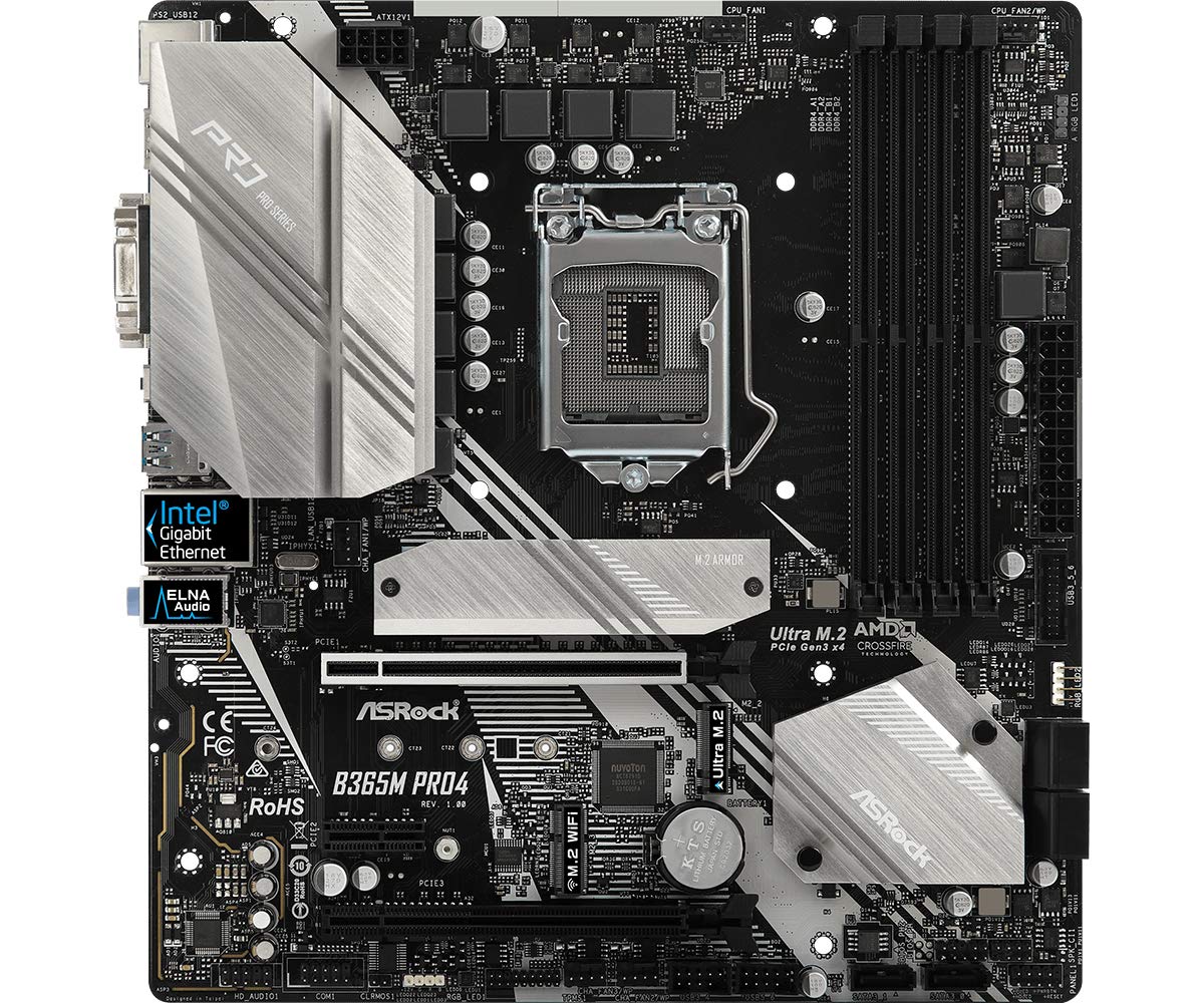 ASRock B365M PRO4 LGA1151/ Intel B365/ DDR4/ Quad CrossFireX/ SATA3&USB3.1/ M.2/ A&GbE/ MicroATX Motherboard