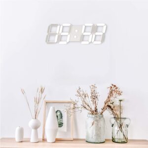 fidgetgear modern digital 3d white led wall clock alarm clock snooze 12/24 hour display usb