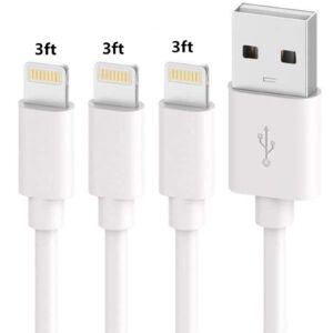 sharllen iphone charger cable (3 pack 3ft) fast usb iphone charging cable long cord compatible iphone 14/13/12/11/xs/max/xr/x/8/8 plus/7/7 plus/6/6 plus/6s/6s plus more (white)