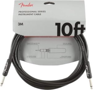 fender professional series instrument cable, guitar cable 10 ft, stage ready with anti-kinking design, black