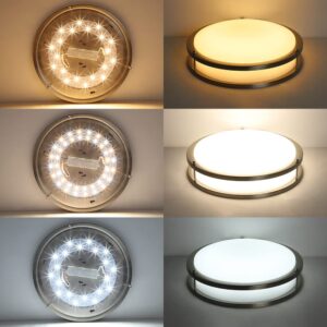 DLLT 30W Modern Dimmable LED Flush Mount Ceiling Light Fixture with Remote-13.31 Inch Round Close to Ceiling Lights for Living Room/Kitchen/Bedroom/Dining Room, 3000K-6000K 3 Light Color Changeable