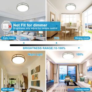 DLLT 30W Modern Dimmable LED Flush Mount Ceiling Light Fixture with Remote-13.31 Inch Round Close to Ceiling Lights for Living Room/Kitchen/Bedroom/Dining Room, 3000K-6000K 3 Light Color Changeable