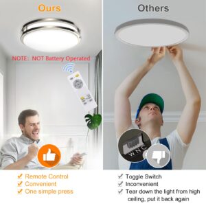 DLLT 30W Modern Dimmable LED Flush Mount Ceiling Light Fixture with Remote-13.31 Inch Round Close to Ceiling Lights for Living Room/Kitchen/Bedroom/Dining Room, 3000K-6000K 3 Light Color Changeable