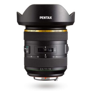 hd pentax-da★11-18mmf2.8ed dc aw ultra-wide-angle zoom lens 17-27.5mm (equivalent to 35mm format) all weather resistant extra-sharp high-contrast images free of flare and ghost images smooth, quiet af