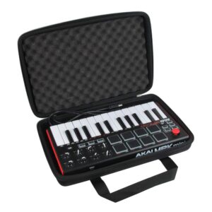 hermitshell hard travel case for akai professional mpk mini mkii 25-key portable usb midi keyboard (black)