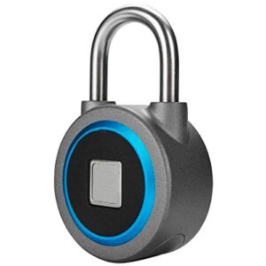 Fingerprint Padlock, Bluetooth Thumbprint Lock USB Rechargeable IP65 Waterproof Ideal for Locker, Gate,Handbags, Golf Bags, Wardrobes, Gym, Door, Luggage, Suitcase, Backpack, Fence,Bike, Office (Blue)