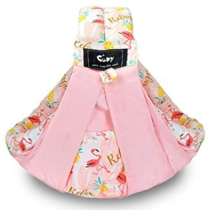 CUBY Baby Carrier, Natural Cotton Baby Sling Baby Holder Extra Comfortable for Easy Wearing Carrying of Newborn, Infant Toddler Wrap Carrier for Baby Registry (Pink Flamingo)