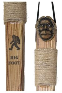 rustic axentz kids children wood walking trekking hiking pole stick with twine grip, rubber tip, wrist strap, 38", carved big foot