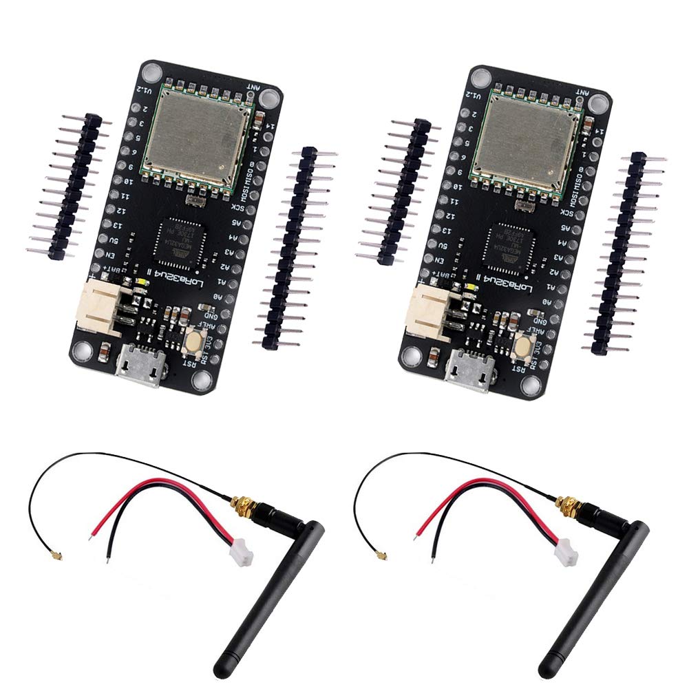 2 Sets LoRa32u4ii Lora Development Board Module, JST-PH2.0mm-2P Connector, IPEX Antenna, ATmega32u4 SX1276 HPD13A 915MHz 868MHz, for Arduino UNO Mega 2560 Nano