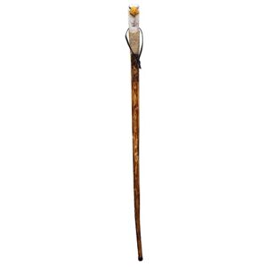 rustic axentz wood walking trekking hiking pole stick with twine grip, rubber tip, wrist strap, 46", carved eagle