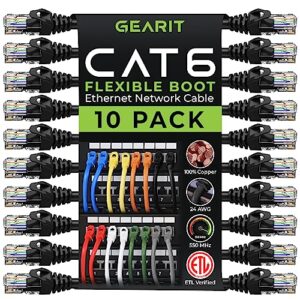 gearit cat6 cable 0.5 ft 6 in - cat 6 ethernet cable, cat6 patch cable,network cable, internet cable - black 0.5 feet