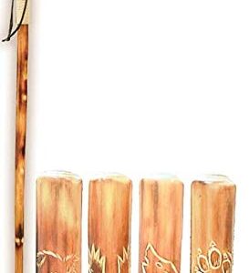 Wood Trekking Hiking Pole with Animal Head Face Bust Carving, 54" (Random Style)