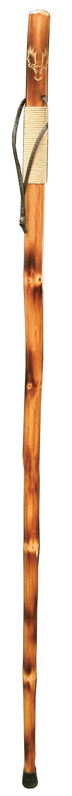 Wood Trekking Hiking Pole with Animal Head Face Bust Carving, 54" (Random Style)