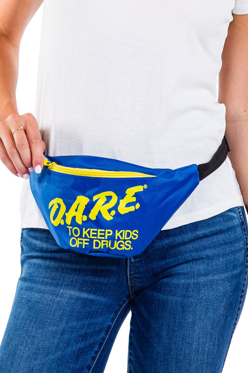 Tipsy Elves DARE Fanny Pack - Neon Blue Crossbody Bags w/Adjustable Waist Belt Straps Retro 80s Novelty Waist Bag