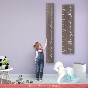 back40life wooden kids growth chart ruler for boys and girls (loved beyond measure) (ebony wash)