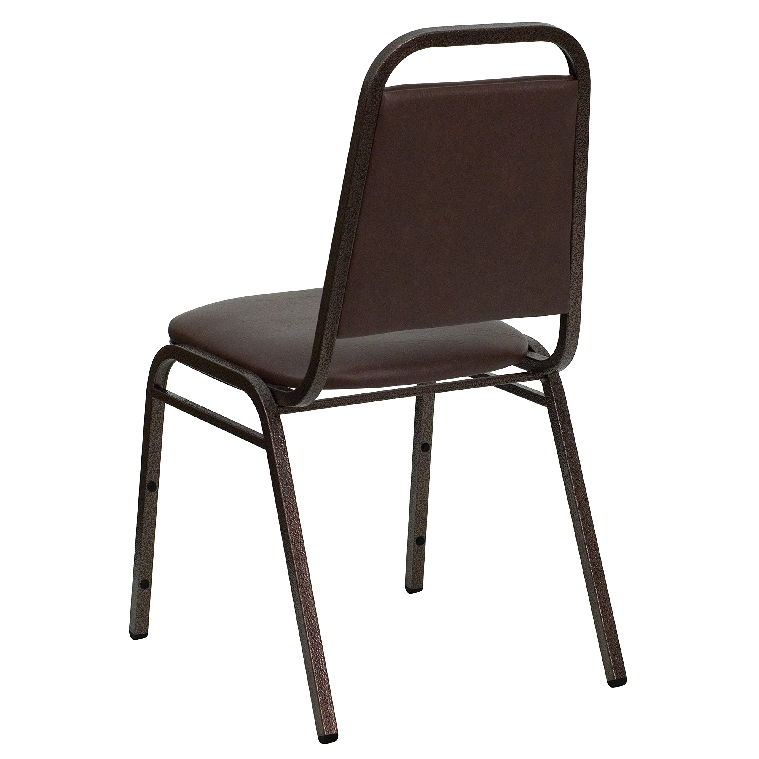 EMMA + OLIVER Trapezoidal Back Banquet Chair, Brown Vinyl/Copper Vein Frame