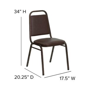 EMMA + OLIVER Trapezoidal Back Banquet Chair, Brown Vinyl/Copper Vein Frame